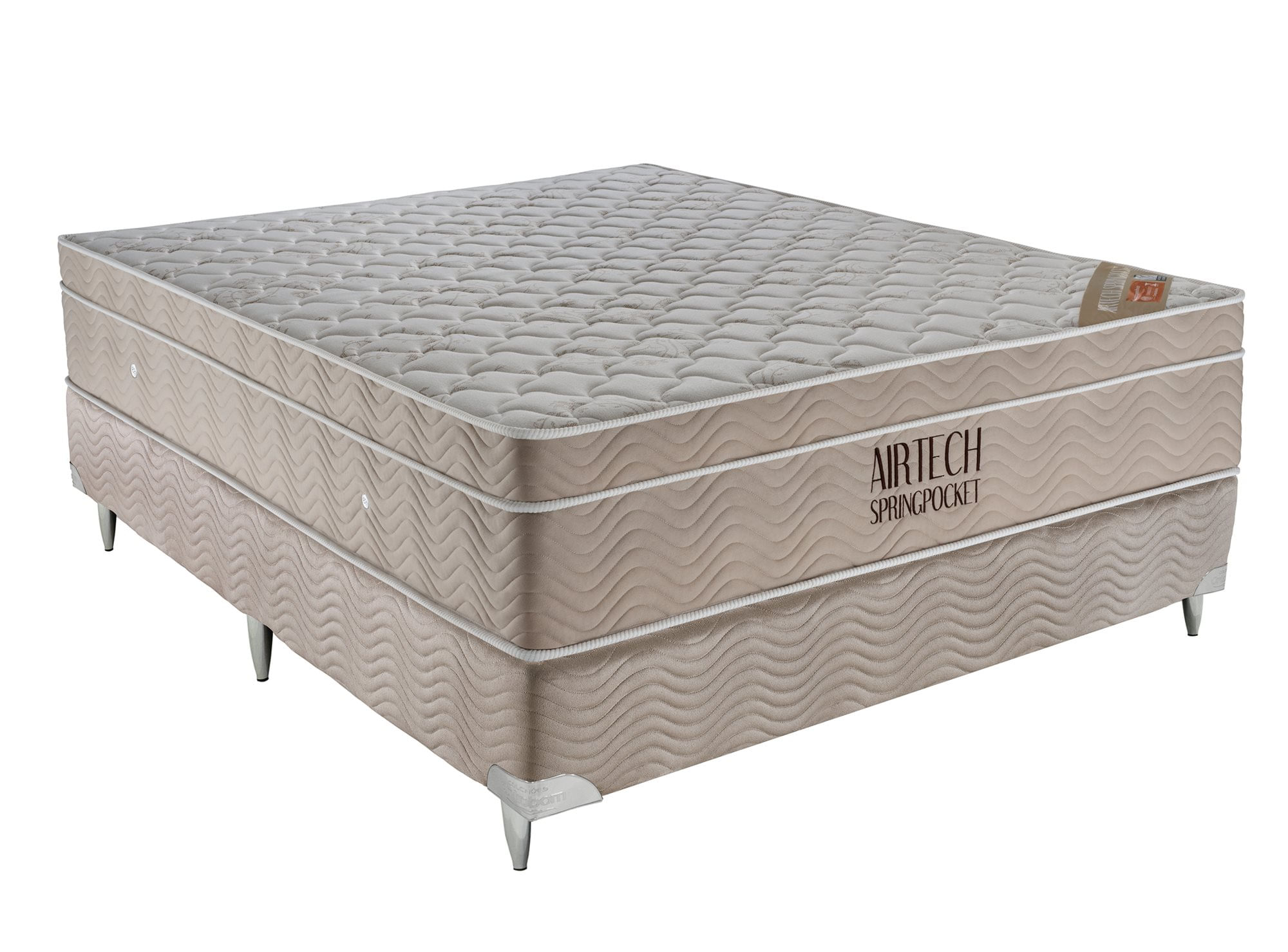 Conjunto Box Airtech Spring Pocket Viuva 128 cm (LARG) Base Camurca ...