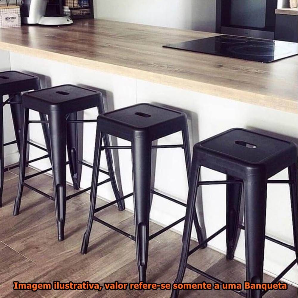 Banqueta Tolix Alta Preta 76cm - 54543 - Sun House