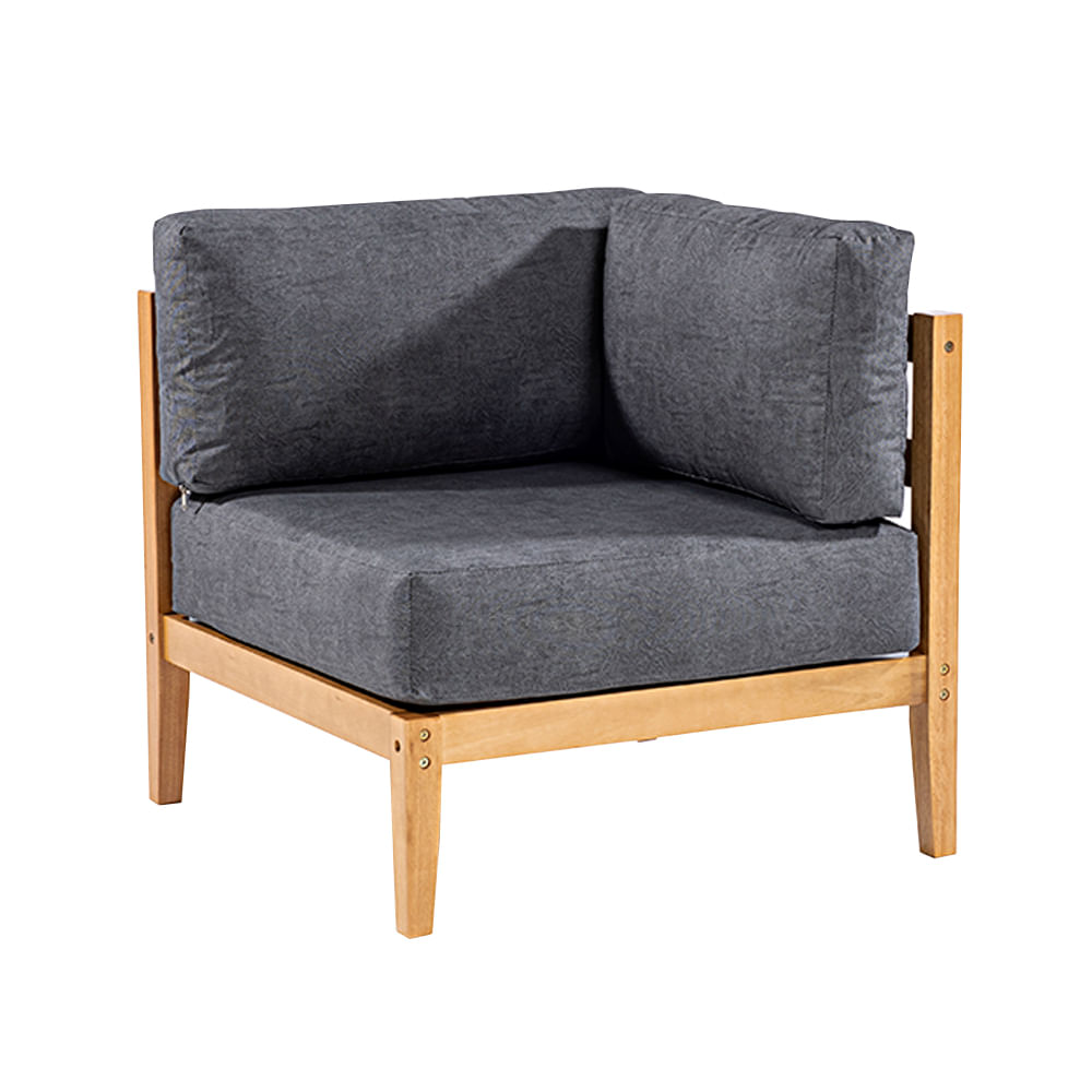 Conj. Sofa de Canto Ripado Preto + Mesa Centro Cannes Mel - 72444 - Sun ...