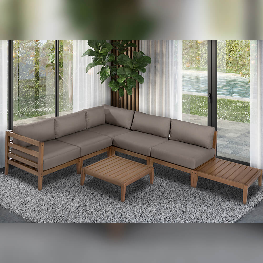 Conj. Sofa de Canto Ripado Fendi + Mesa Centro Cannes Mel - 72483 - Sun ...
