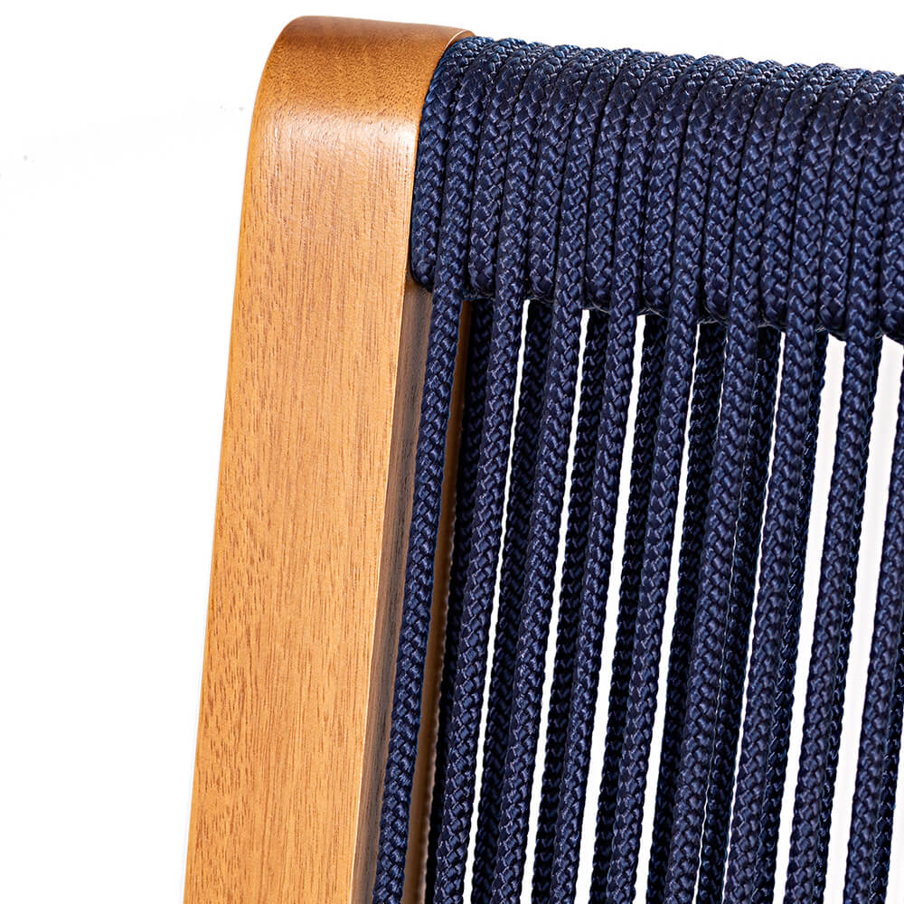 Poltrona Farol Corda Azul Assento Bege Verniz Mel - 73700 - Sun House