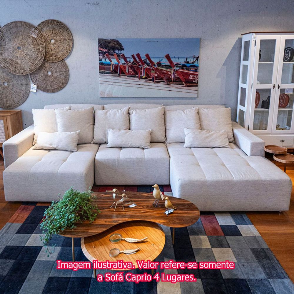 Sofá Ibiza 4 Lugares Retrátil Reclinável com Chaise Cru 340cm - 74567 ...